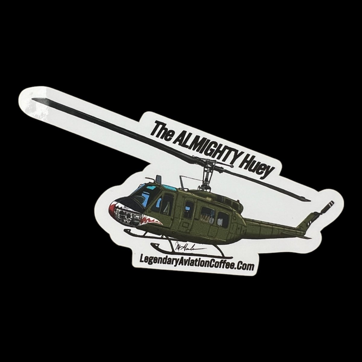 Premium Almighty Huey Die Cut Sticker – Legendary Aviation Coffee Company